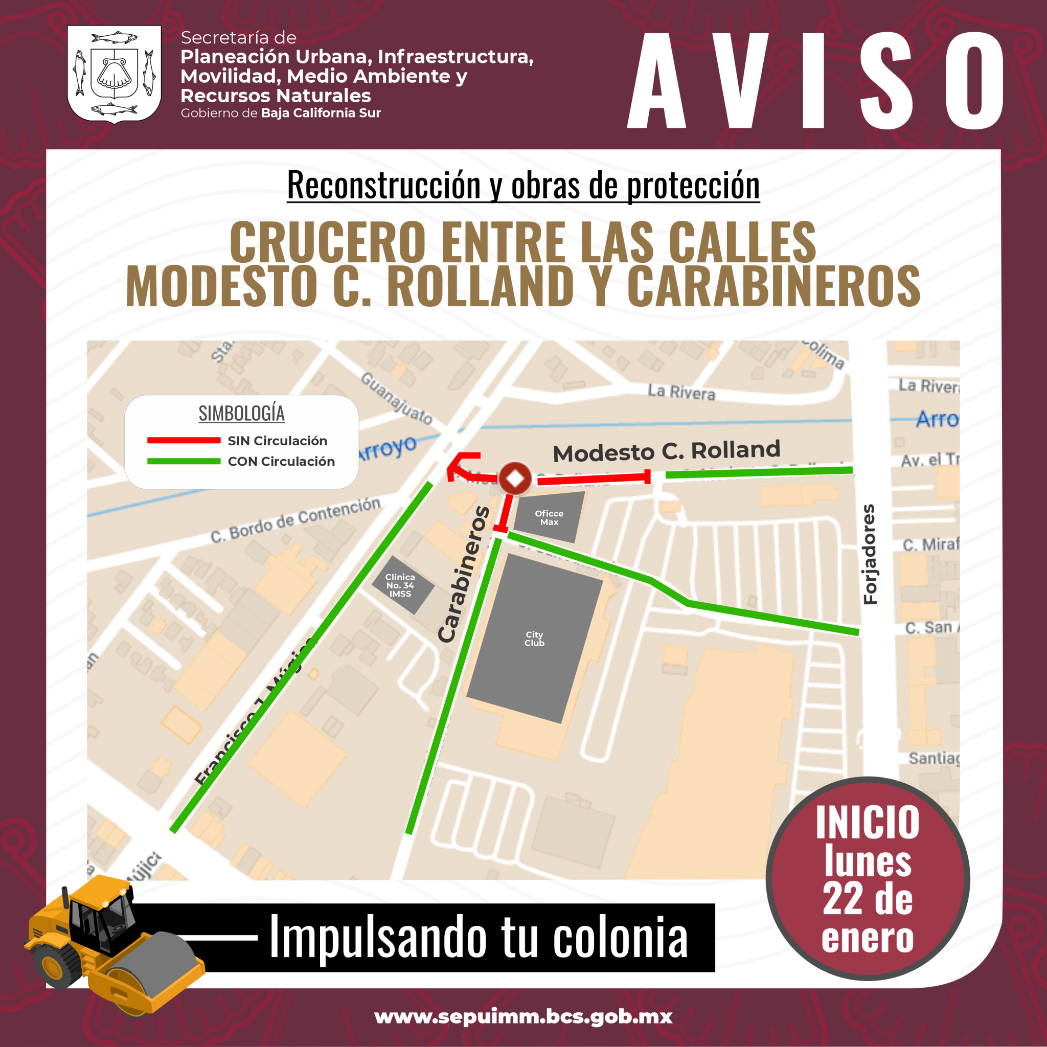 INICIA REPARACIÓN DEL CRUCERO DE LAS CALLES MODESTO C. ROLLAND Y ...